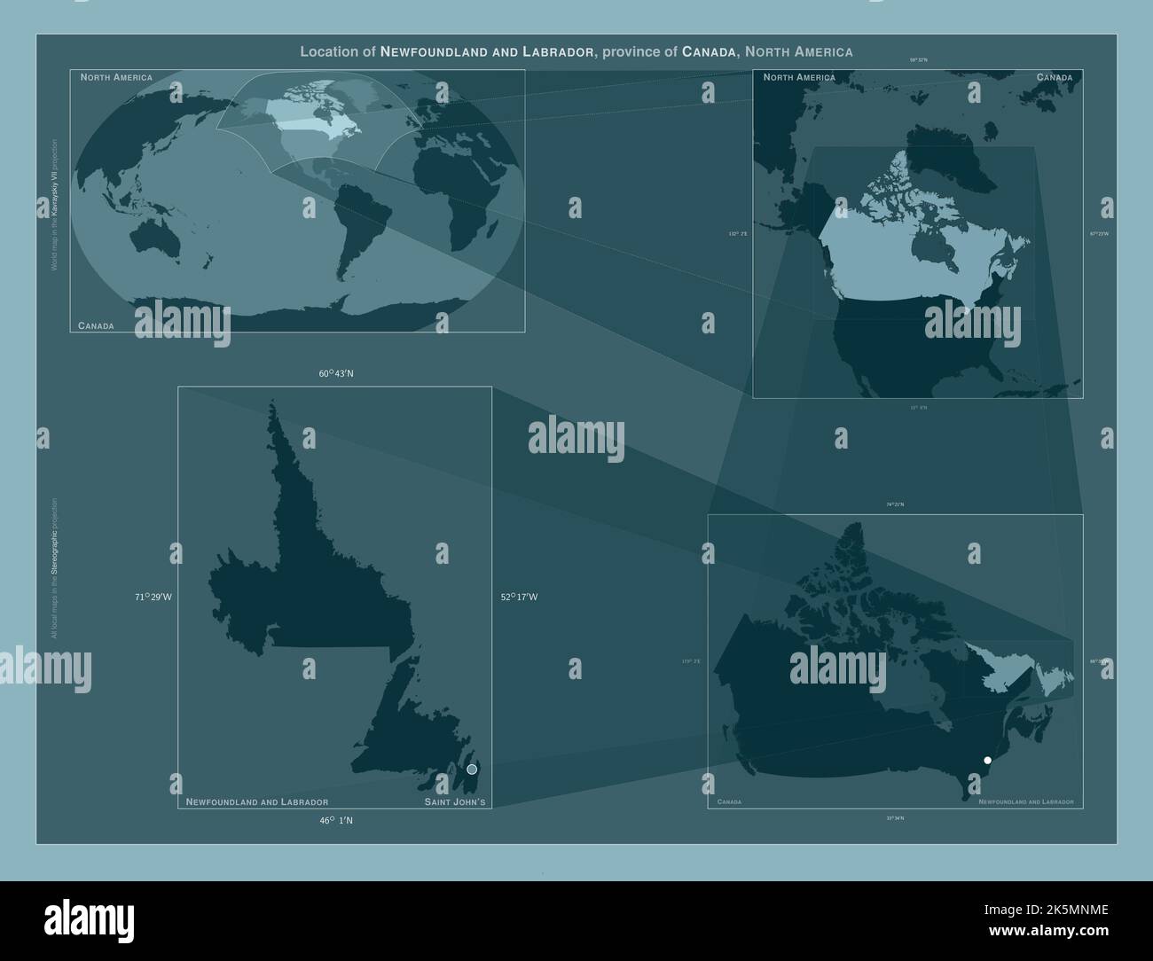 Newfoundland and Labrador, province of Canada. Diagram showing the ...