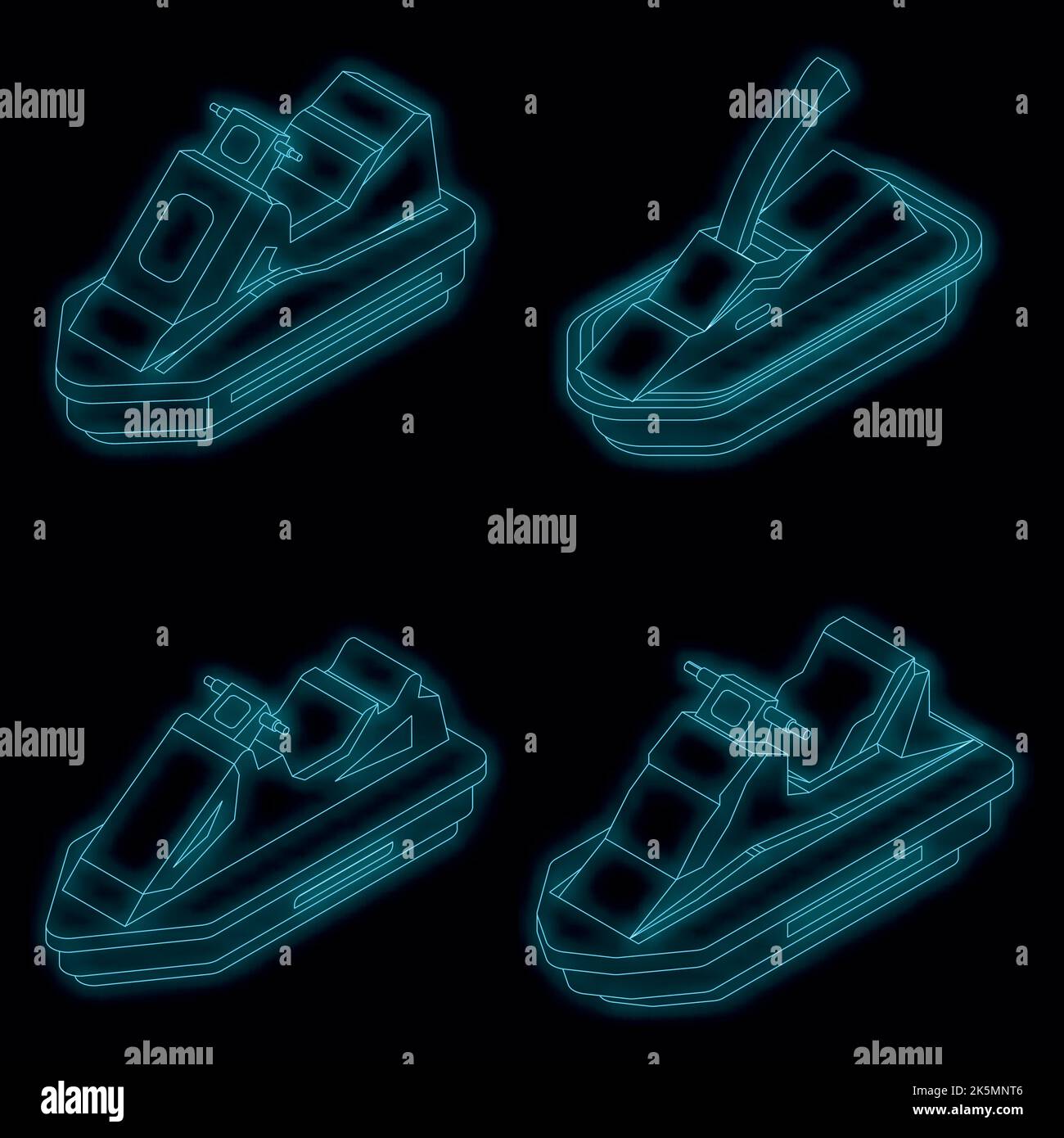 Jet ski icons set. Isometric set of jet ski vector icons neon color on ...