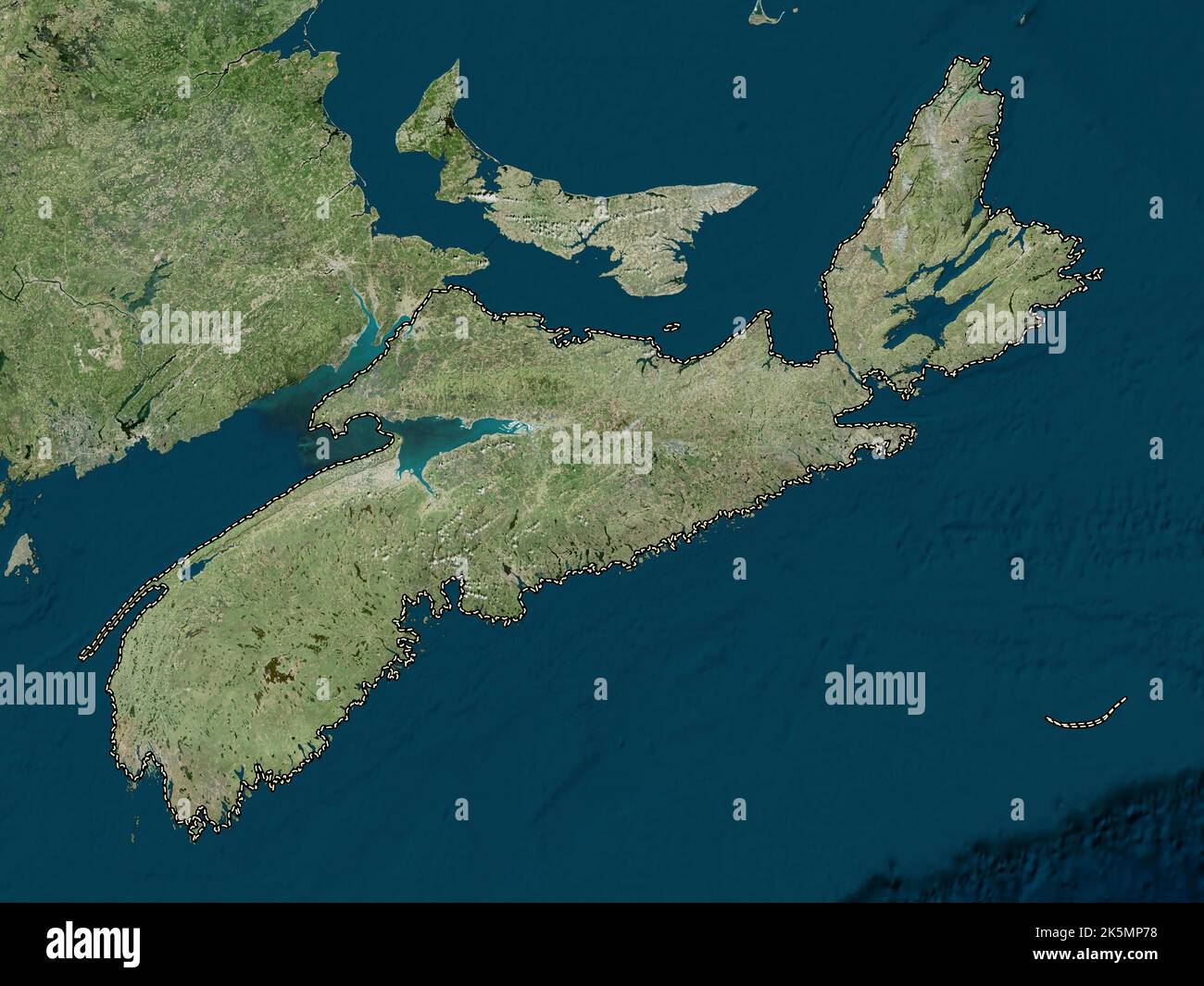 Nova Scotia, province of Canada. High resolution satellite map Stock ...