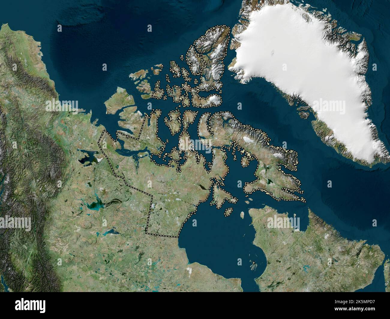 Nunavut, territory of Canada. High resolution satellite map Stock Photo ...