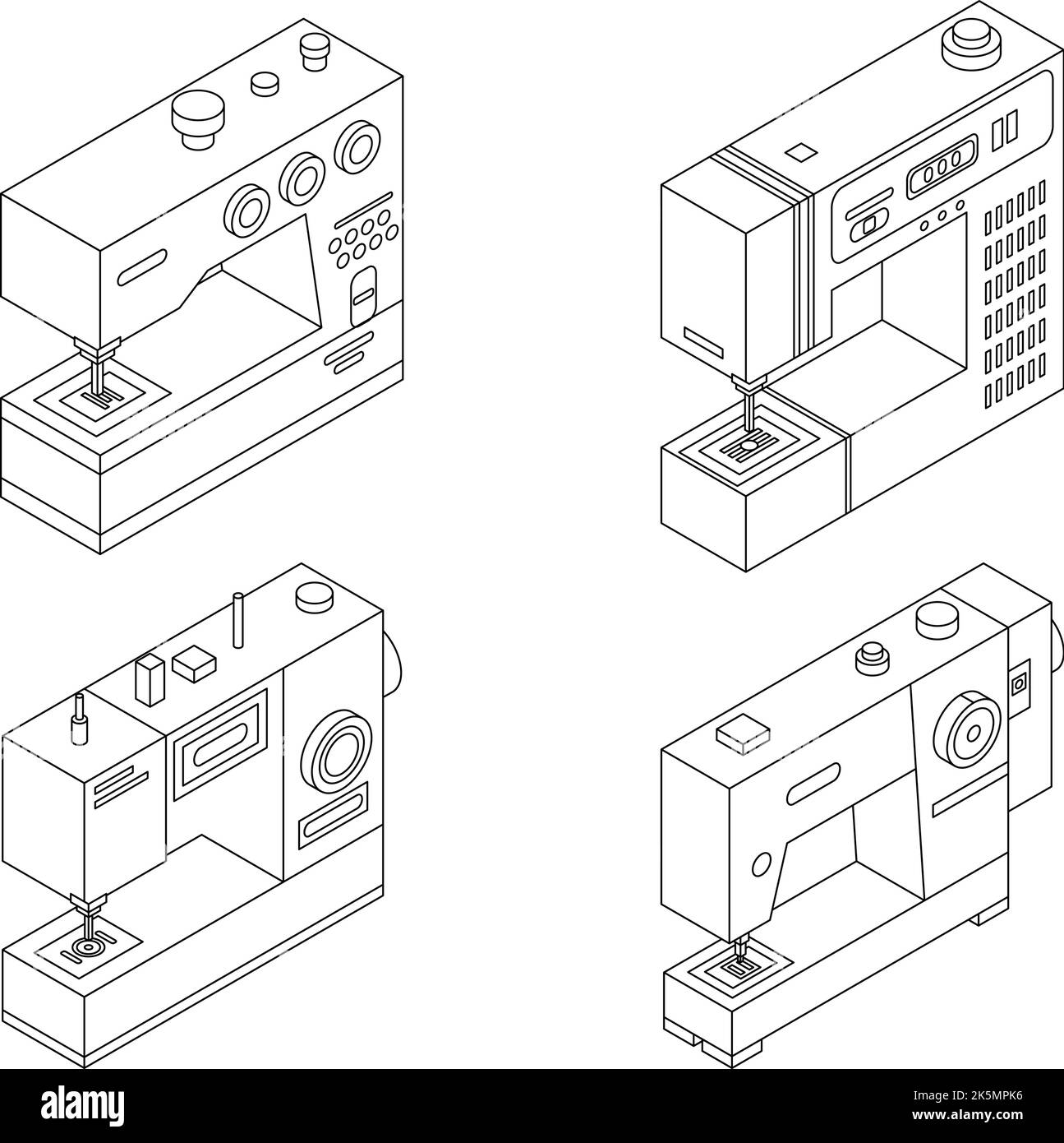 Sew Machine Icons Set Isometric Set Of Sew Machine Vector Icons