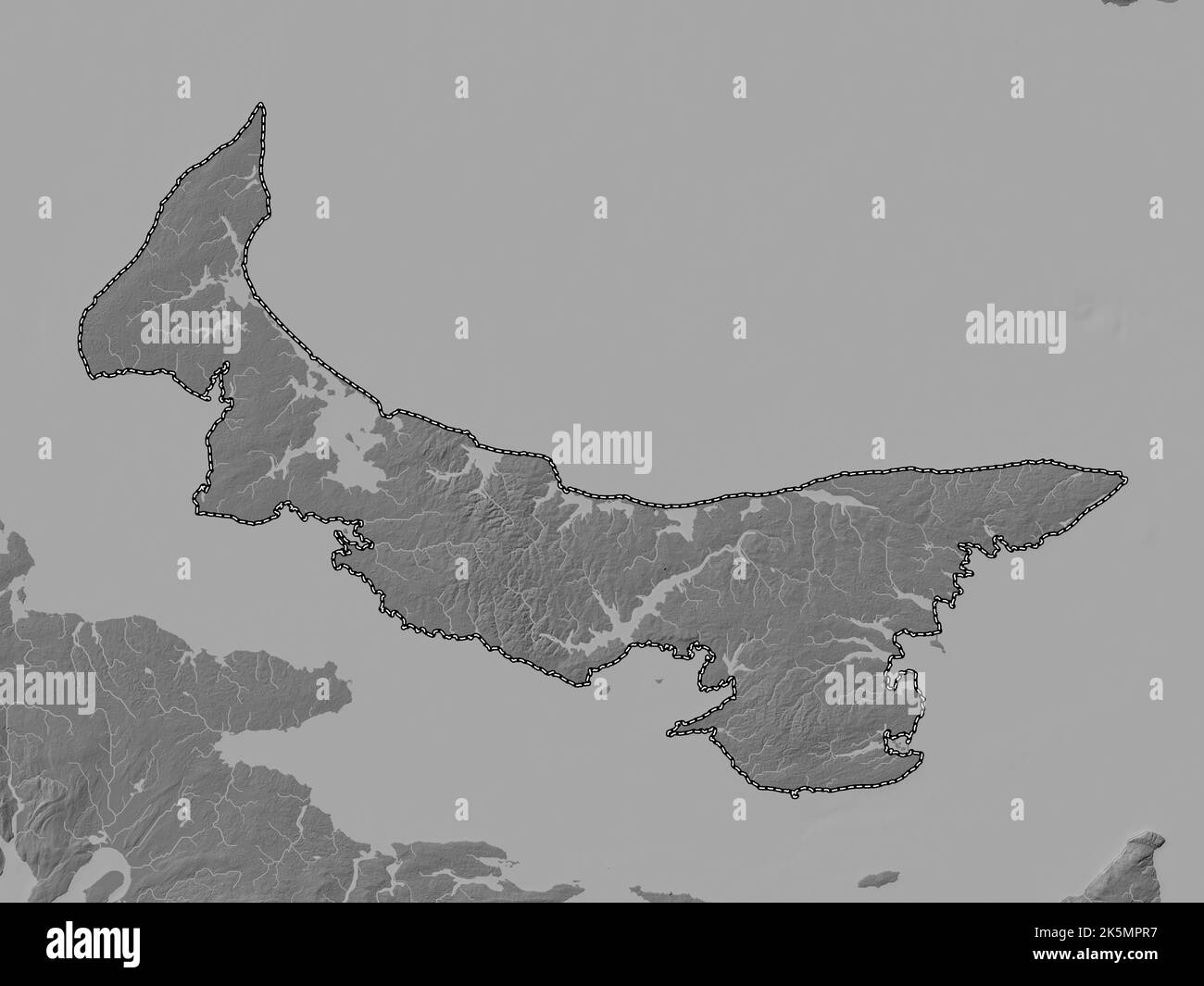 Prince Edward Island, province of Canada. Bilevel elevation map with ...