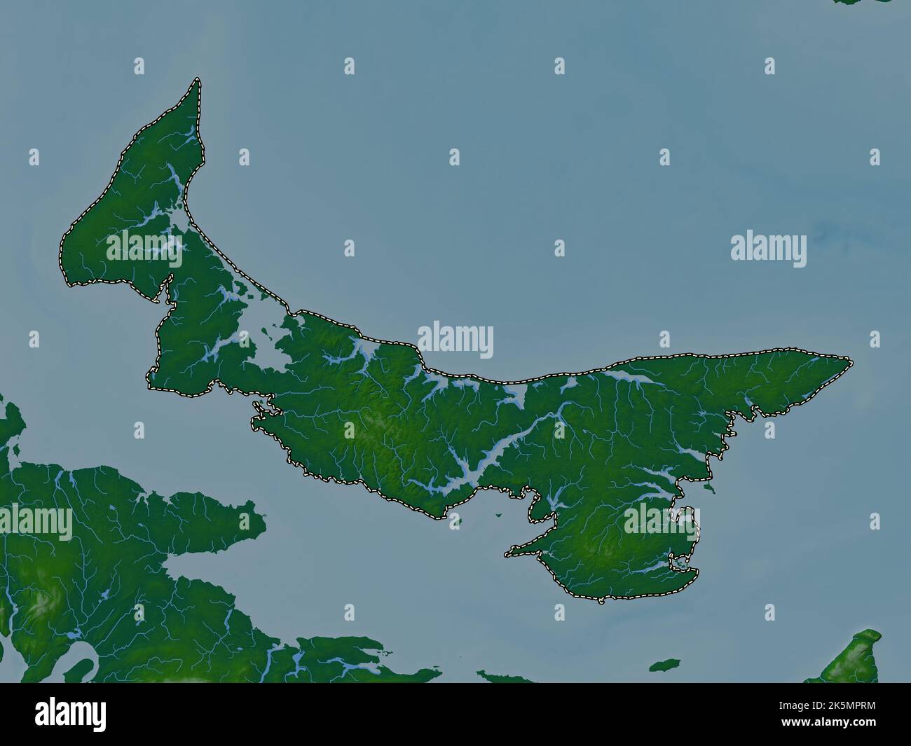Prince Edward Island, province of Canada. Colored elevation map with ...