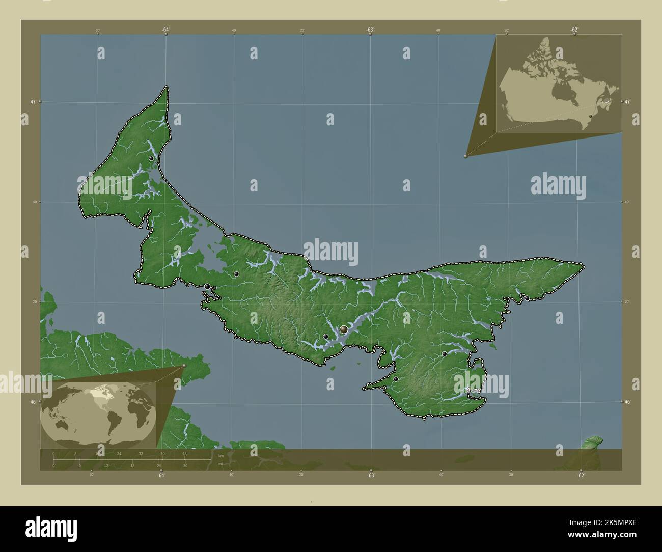 Prince Edward Island, province of Canada. Elevation map colored in wiki ...