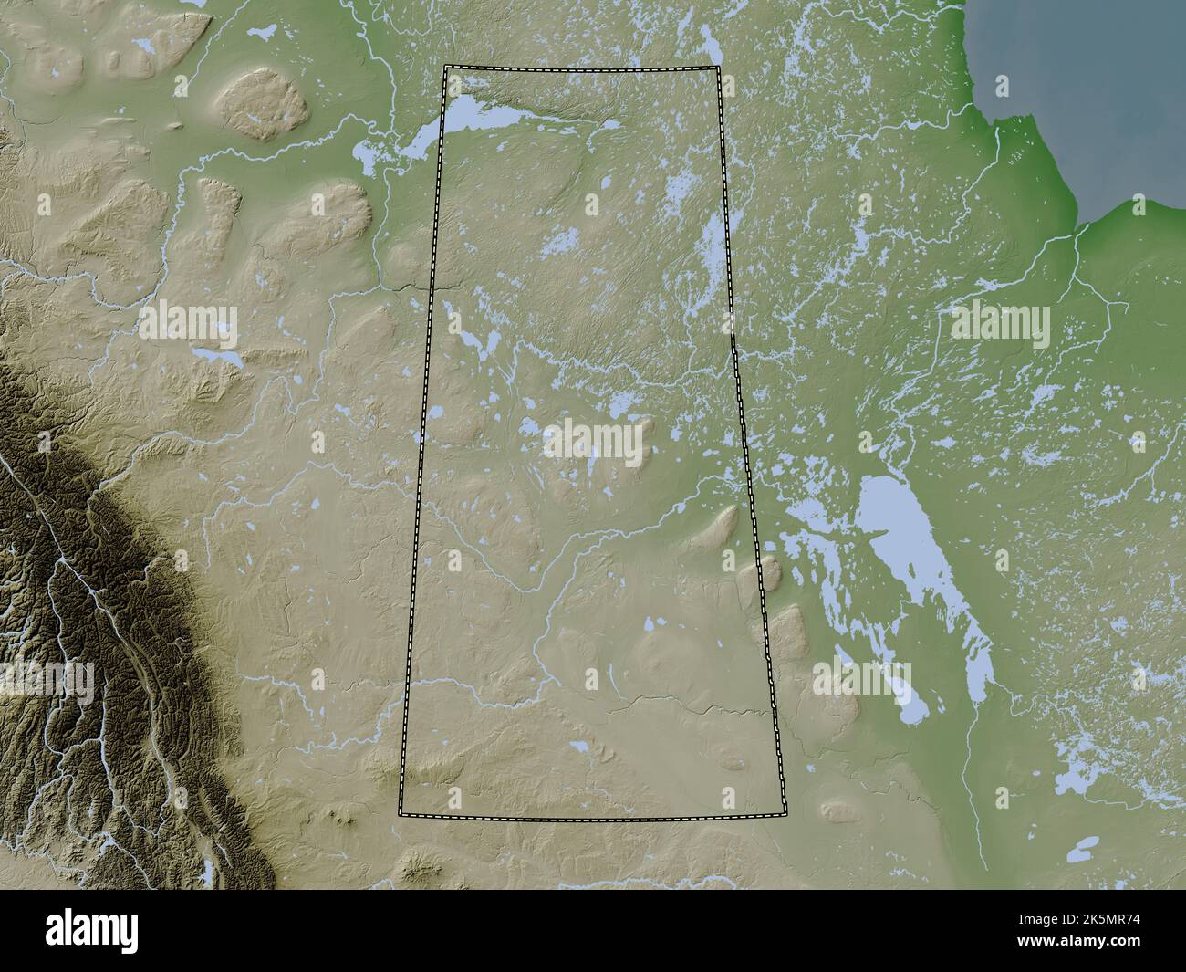 Saskatchewan, province of Canada. Elevation map colored in wiki style ...