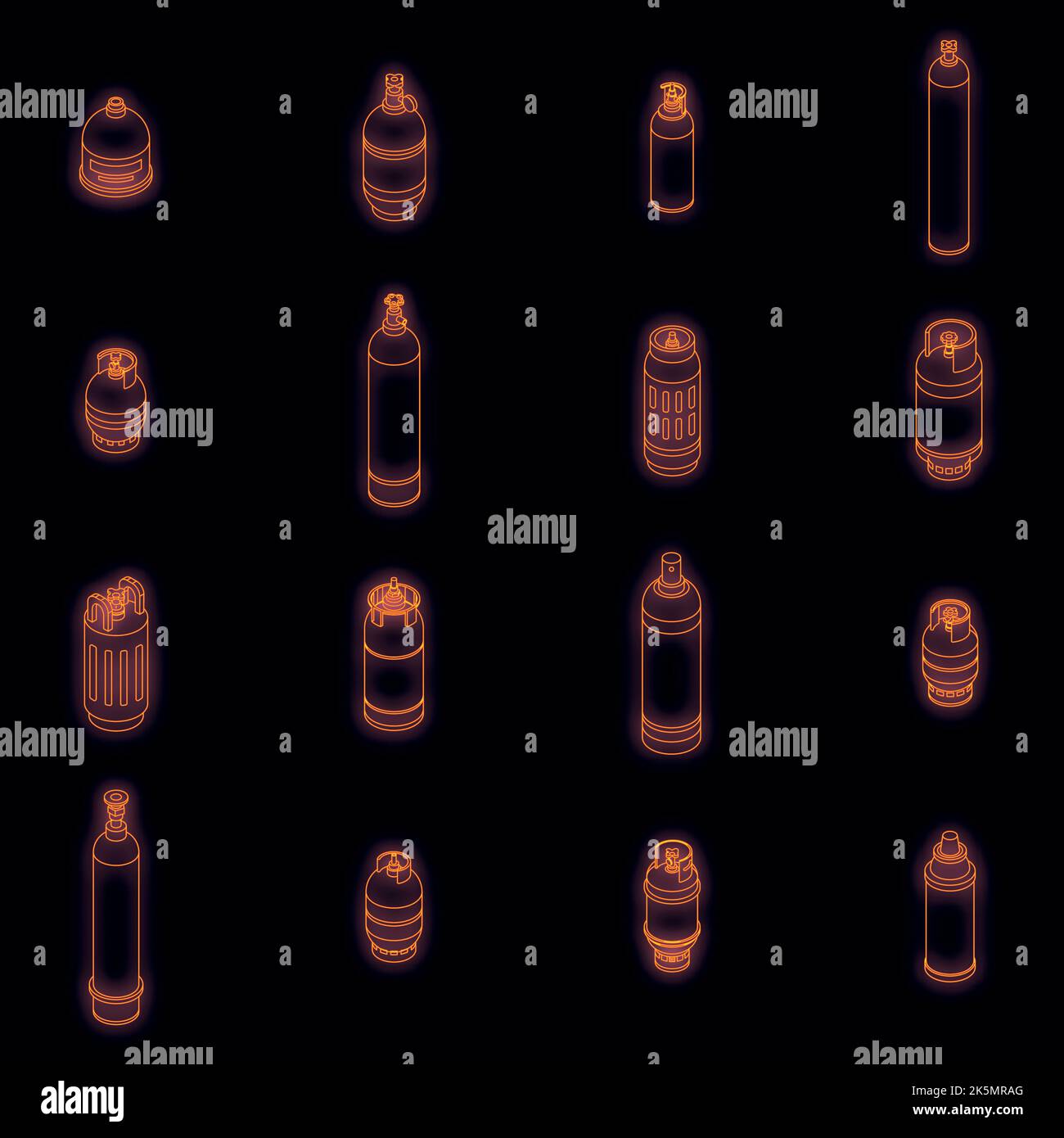 Gas cylinders icons set. Isometric set of gas cylinders vector icons ...