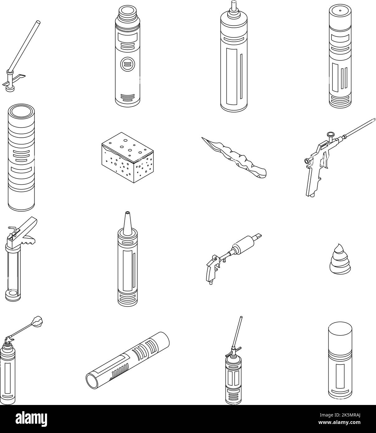Polyurethane foam icons set. Isometric set of polyurethane foam vector ...