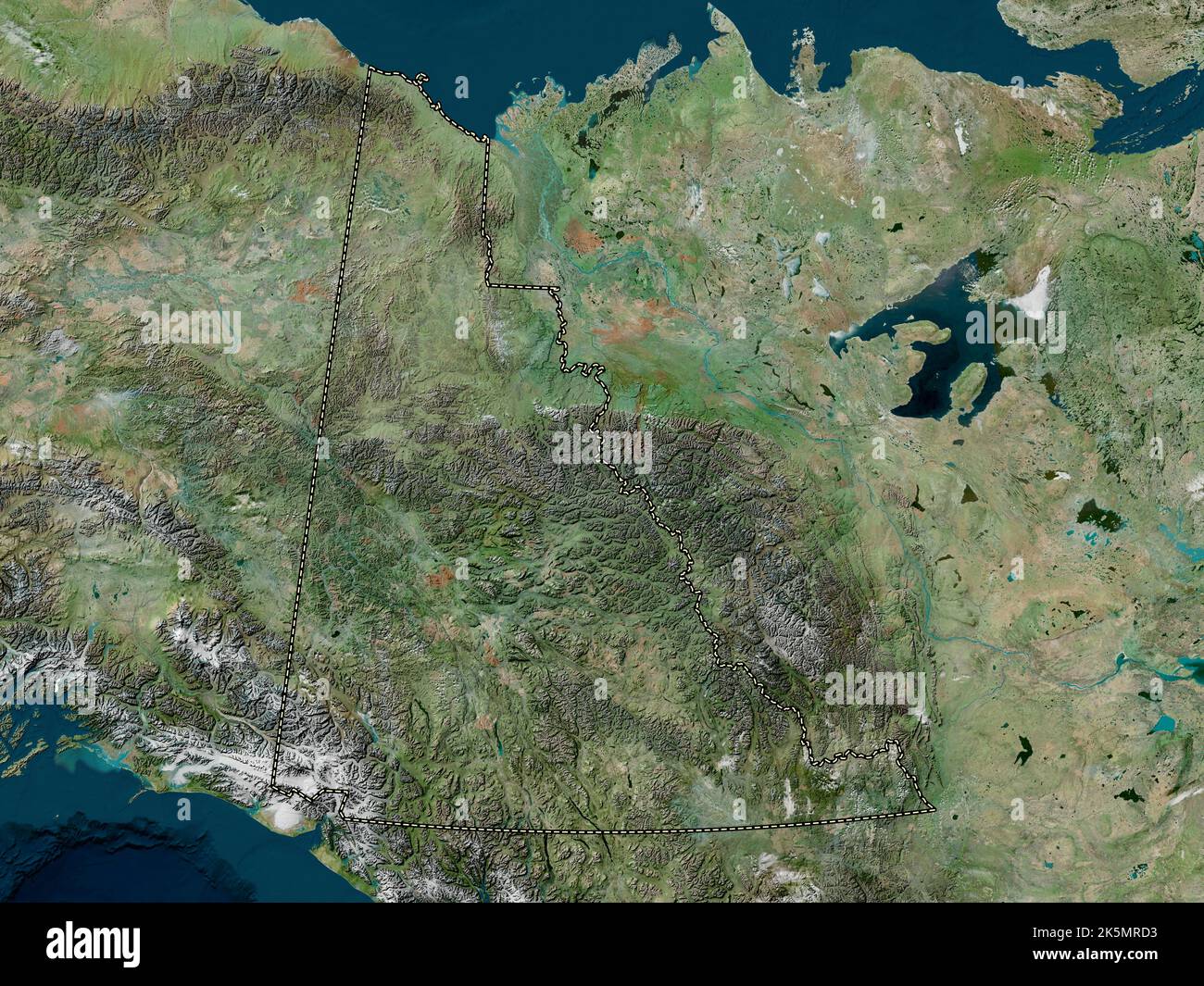 Yukon, territory of Canada. High resolution satellite map Stock Photo ...