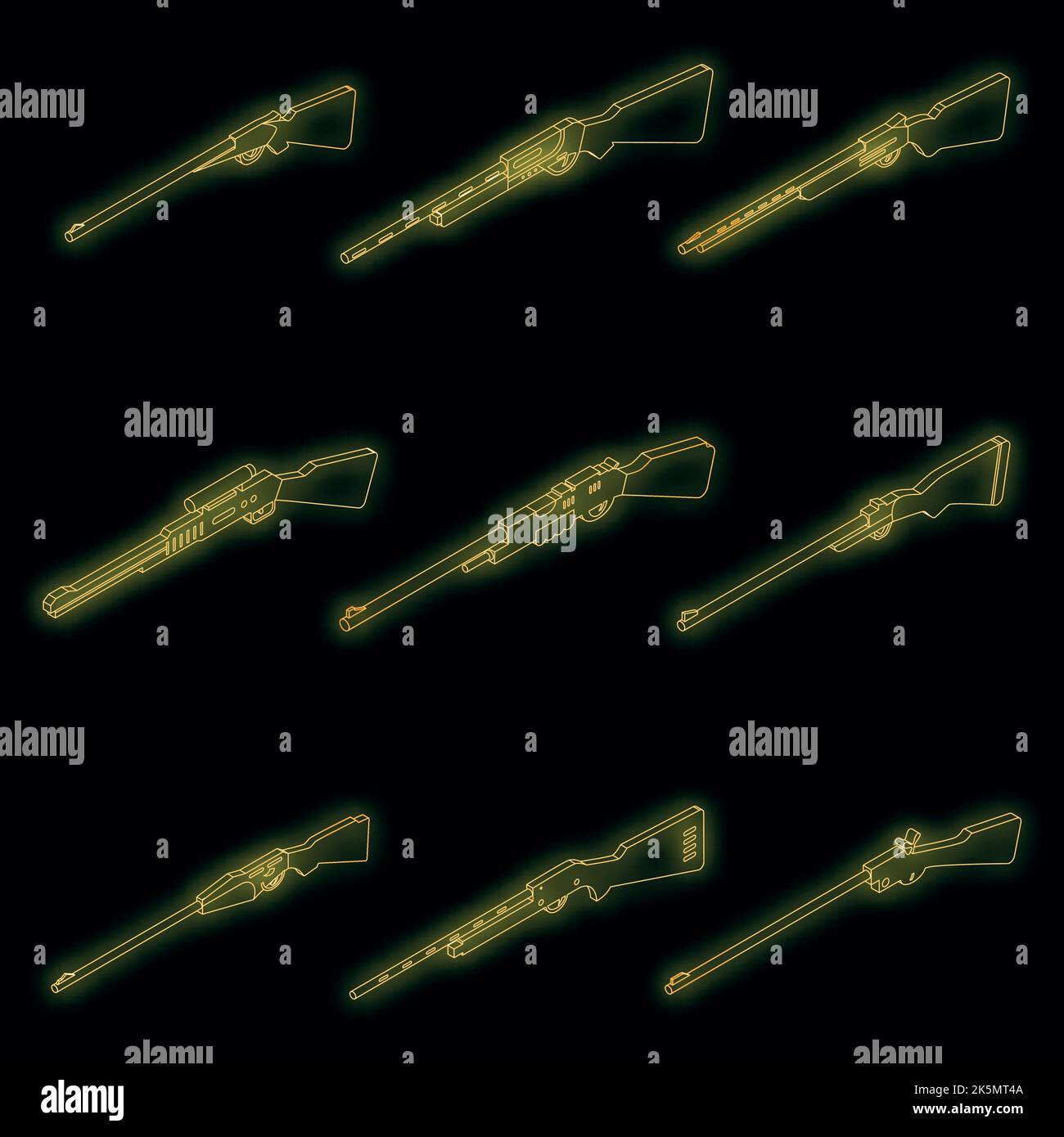 Hunting rifle icons set. Isometric set of hunting rifle vector icons ...