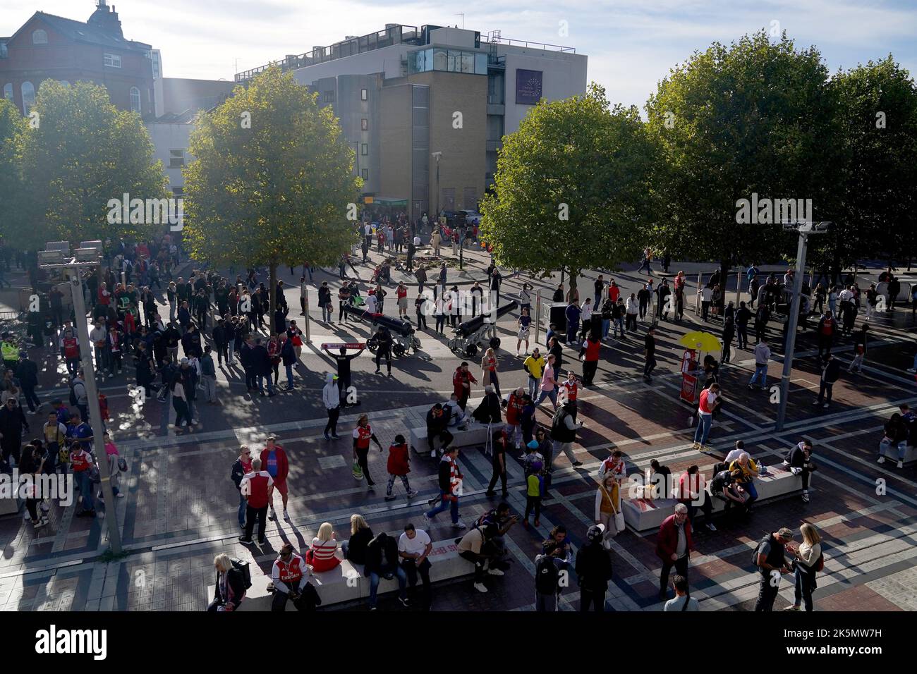 Arsenal fans outside the ground before the Premier League match at the ...
