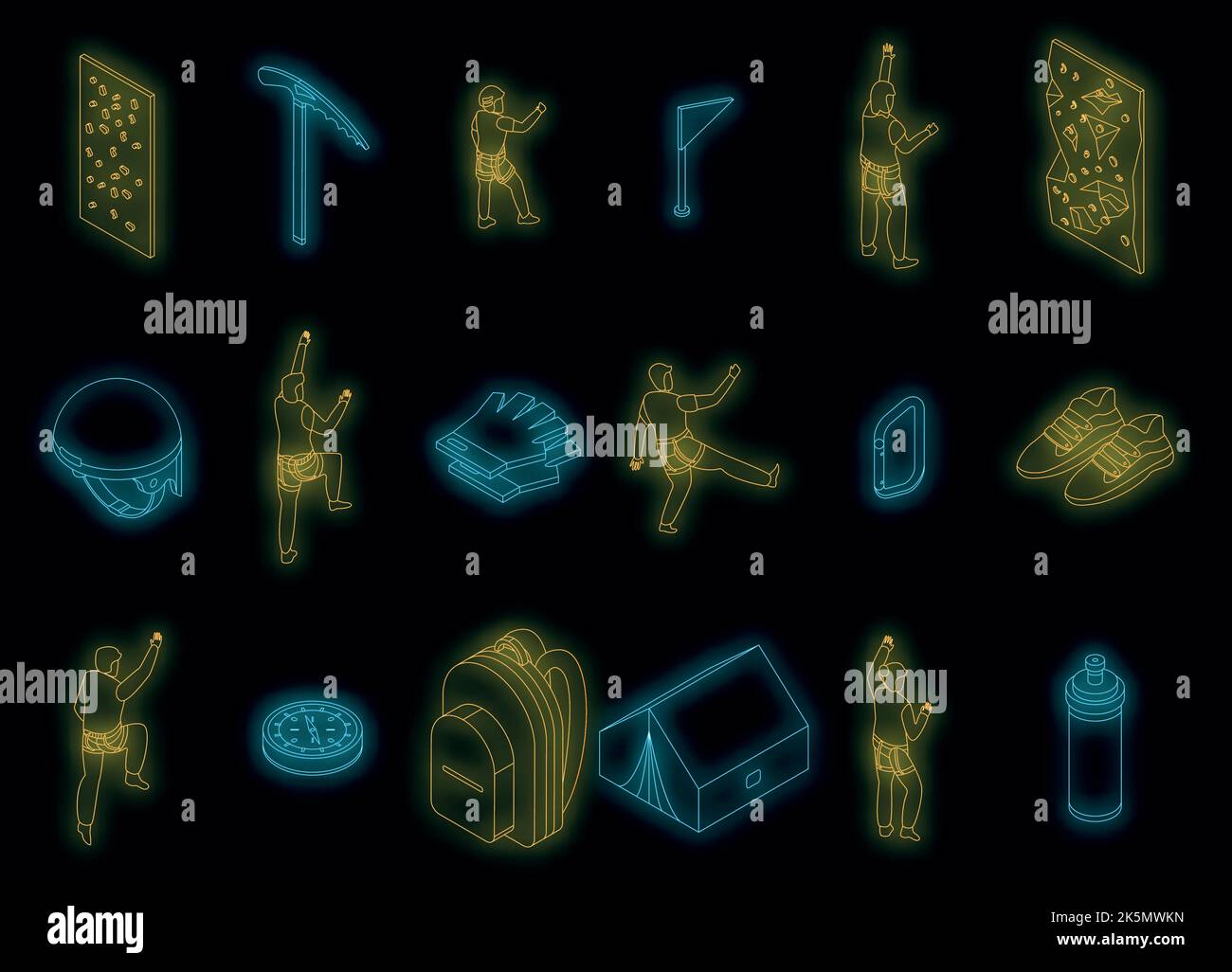 Sport climbing icons set. Isometric set of sport climbing vector icons ...