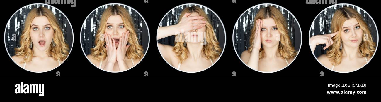 christmas collage female portrait human expression Stock Photo - Alamy