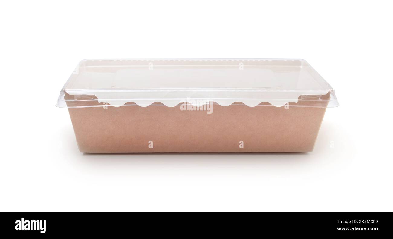Cardboard food container with transparent lid isolated on white Stock ...