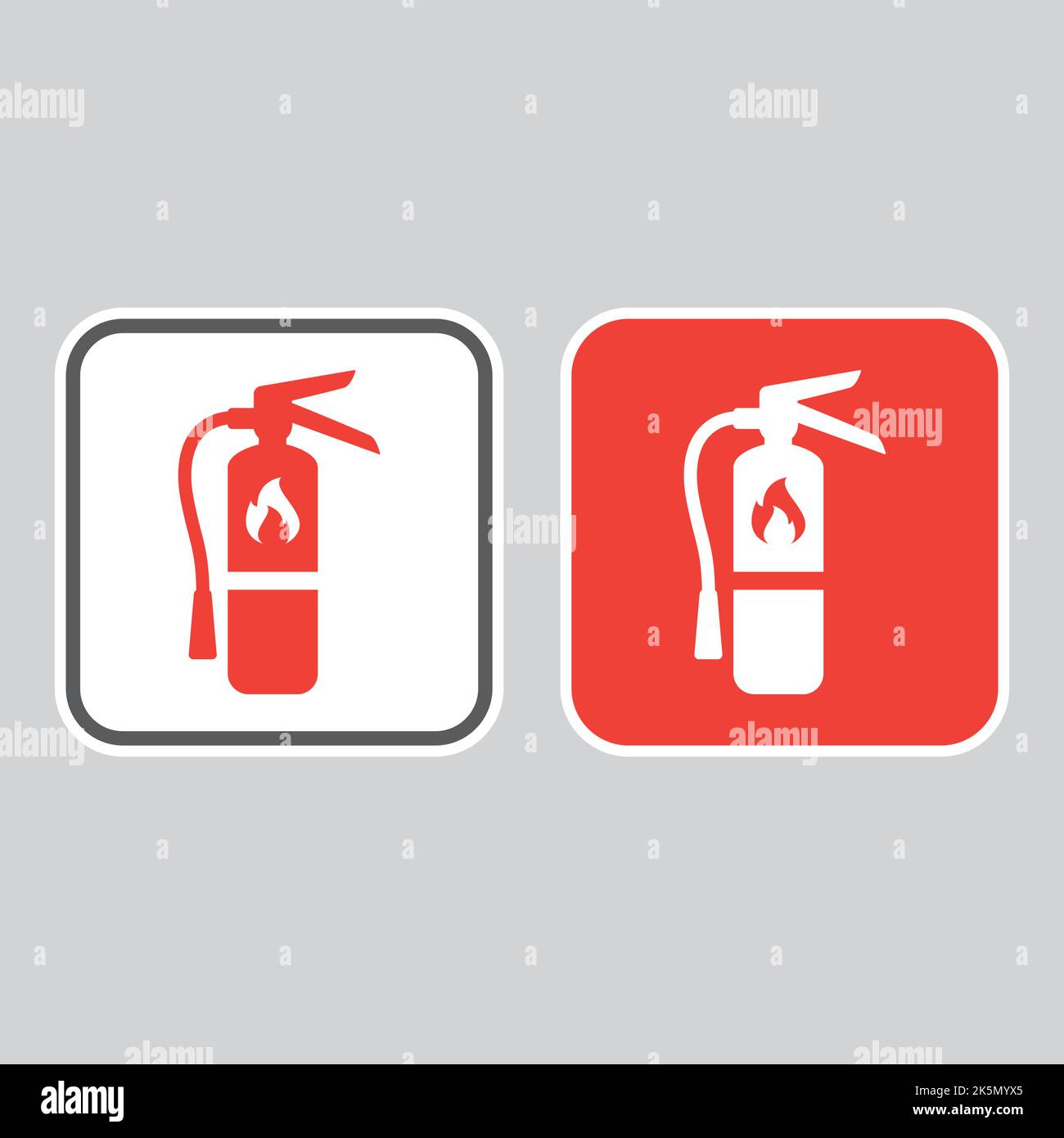 Fire extinguisher vector label. Fire emergency sign sticker Stock ...