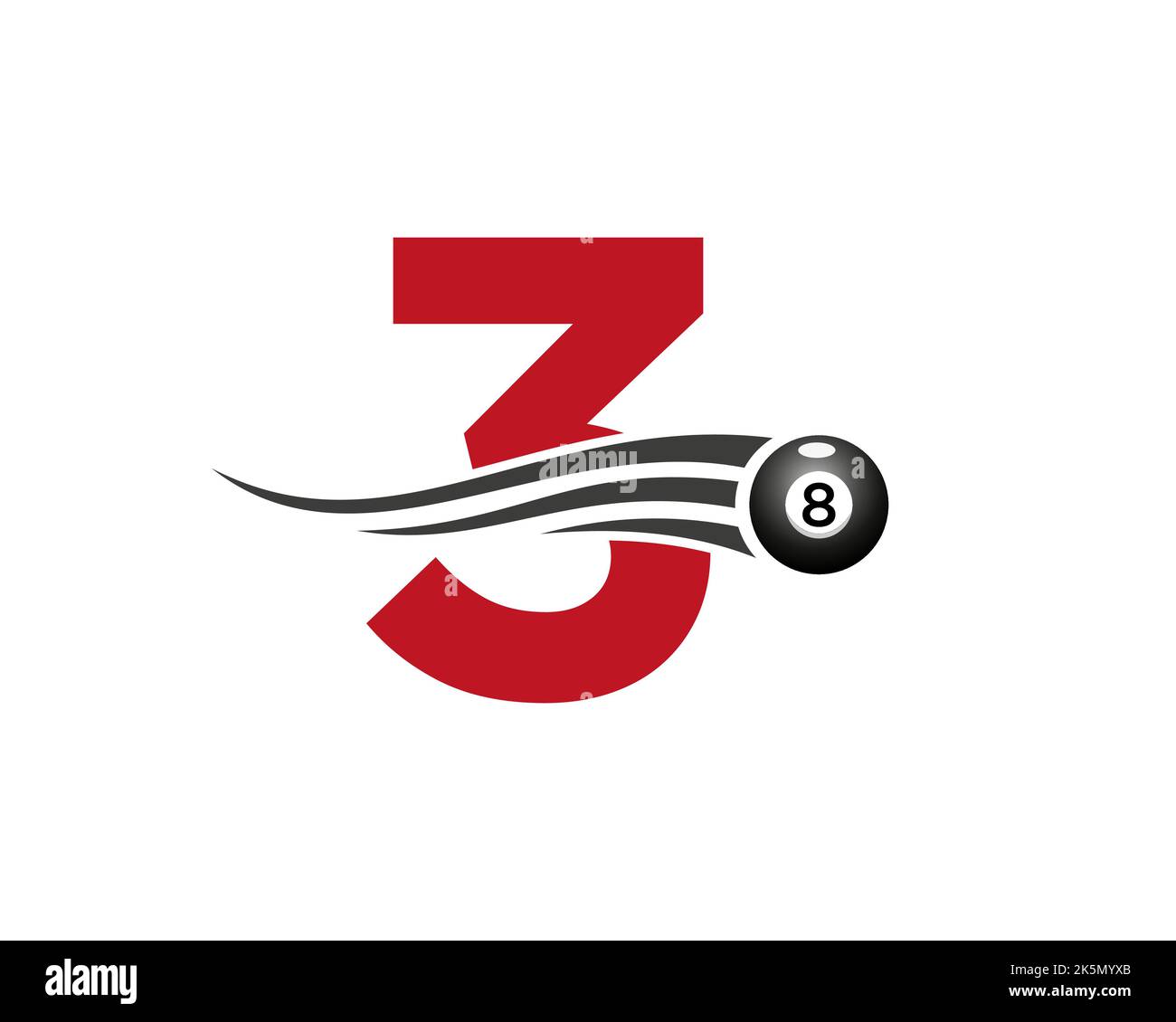 Letter 3 Billiards or Pool Game Logo Design For Billiard Room or 8 Ball ...