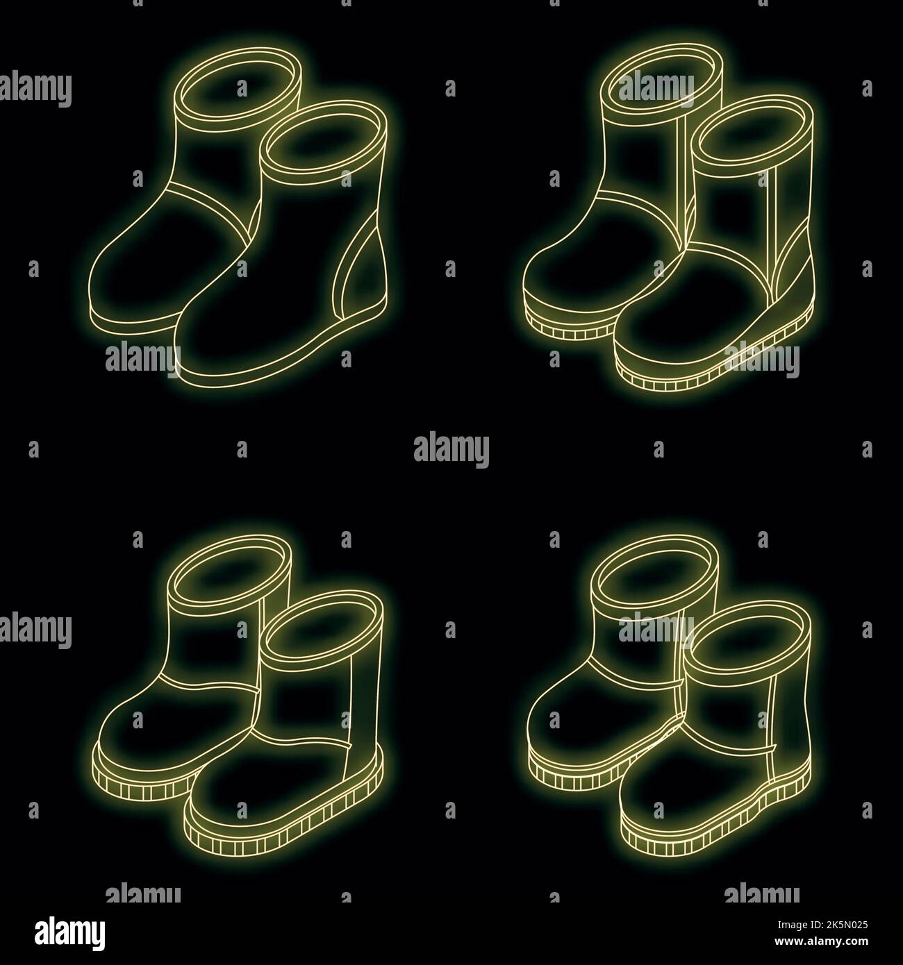Boots icons set. Isometric set of boots vector icons neon color on ...