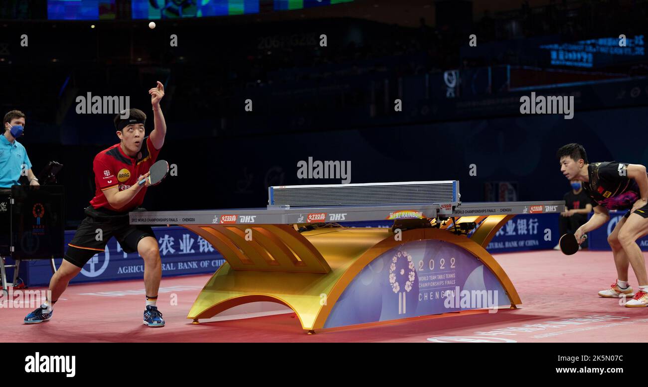 CHENGDU, CHINA - OCTOBER 9, 2022 - Qiu Dang of Germany competes against ...