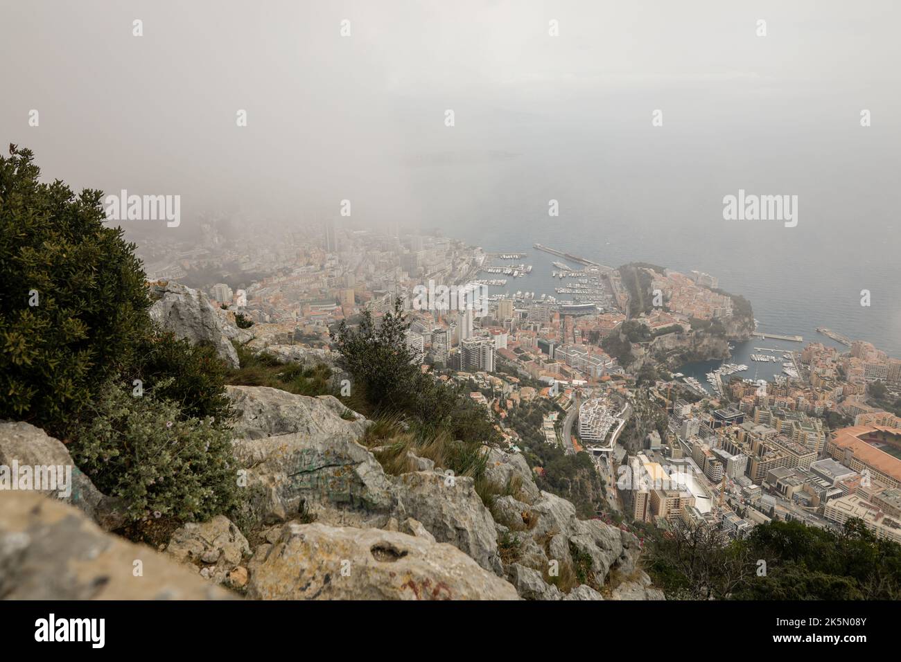 Overview with the Monaco city and port during a spring cloudy day from ...