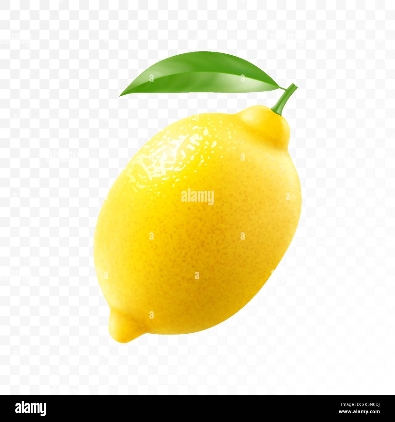 Fresh lemon with green leaf isolated on transparent background ...