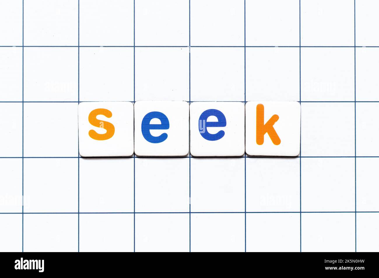Colorful tile letter in word seek on white grid background Stock Photo ...