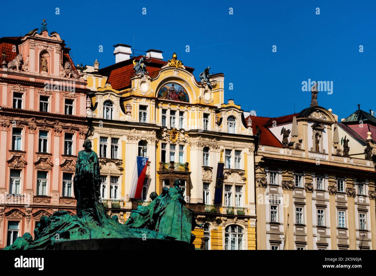 Neo-Baroque architecture on Old Town Square in Prague, Czech Republic ...