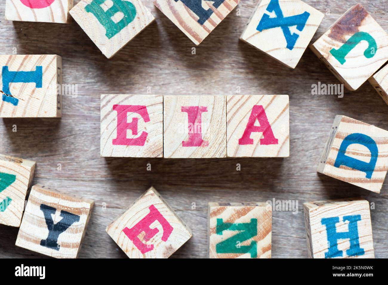 Alphabet letter block in word EIA (abbreviation of Environmental Impact ...
