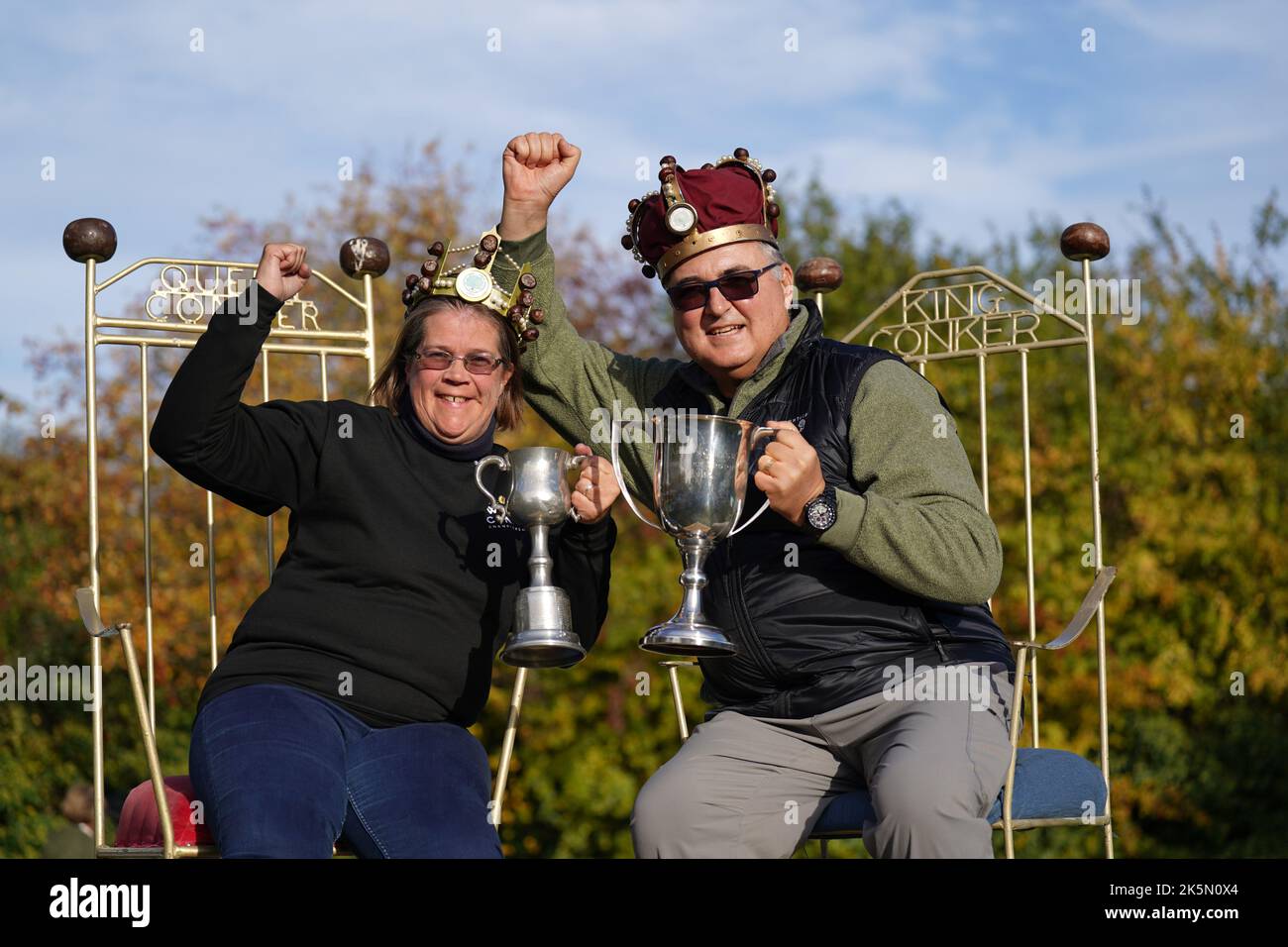 Womens champion Fee Aylmore and Mens champion Randy Topolnitsky from Calgary in Canada, winners ...