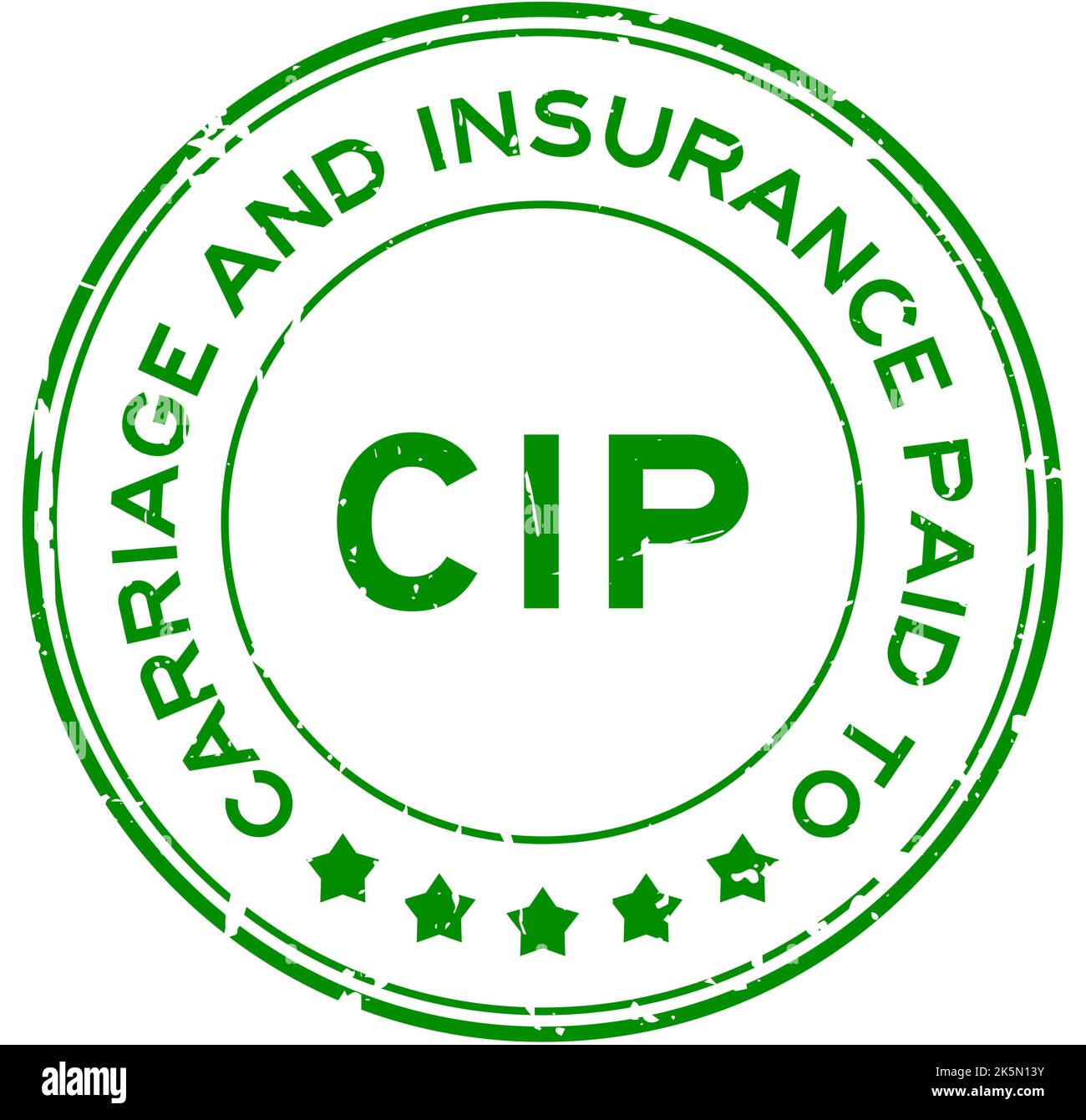 Grunge green CIP Carriage and Insurance Paid to word round rubber seal ...