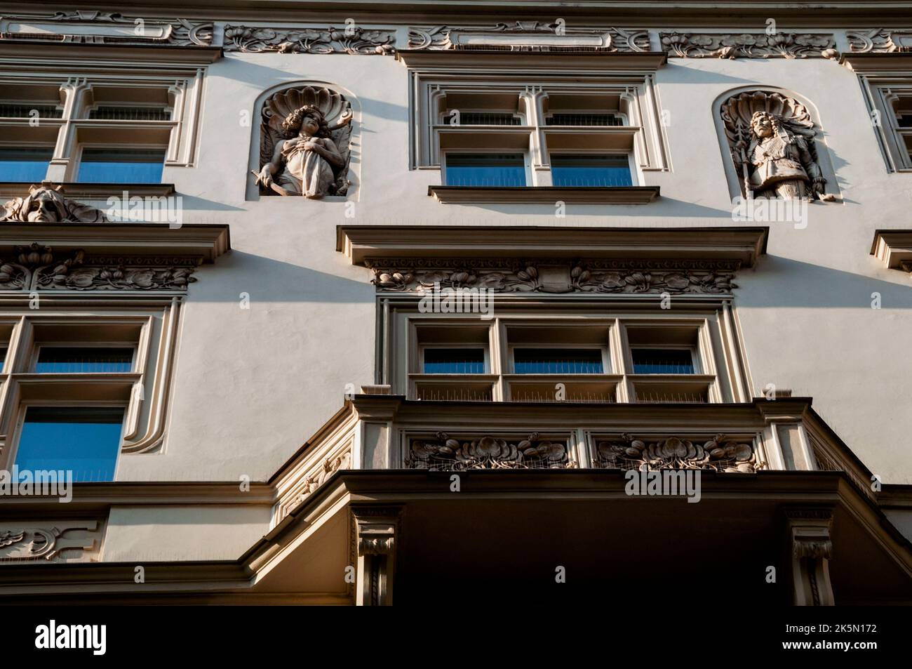 Romanticism architecture on Parizska Street in Prague, Czech Republic ...