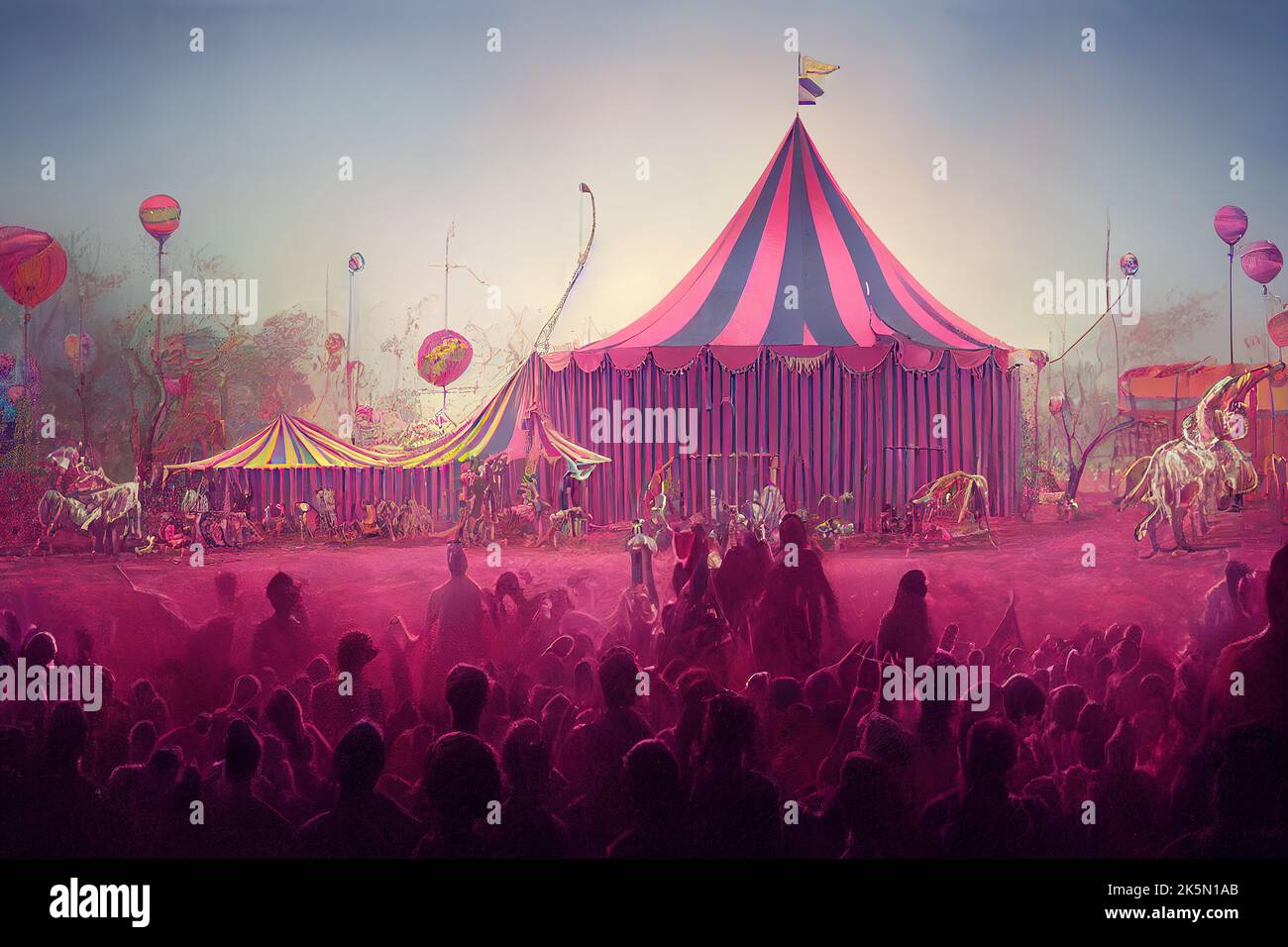 Pink circus county fair festival. 3d illustration Stock Photo - Alamy