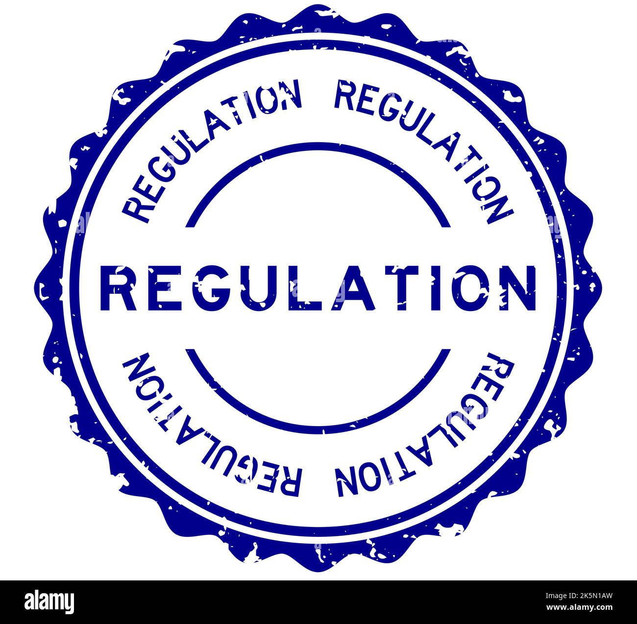 Grunge blue regulation word round rubber seal stamp on white background ...