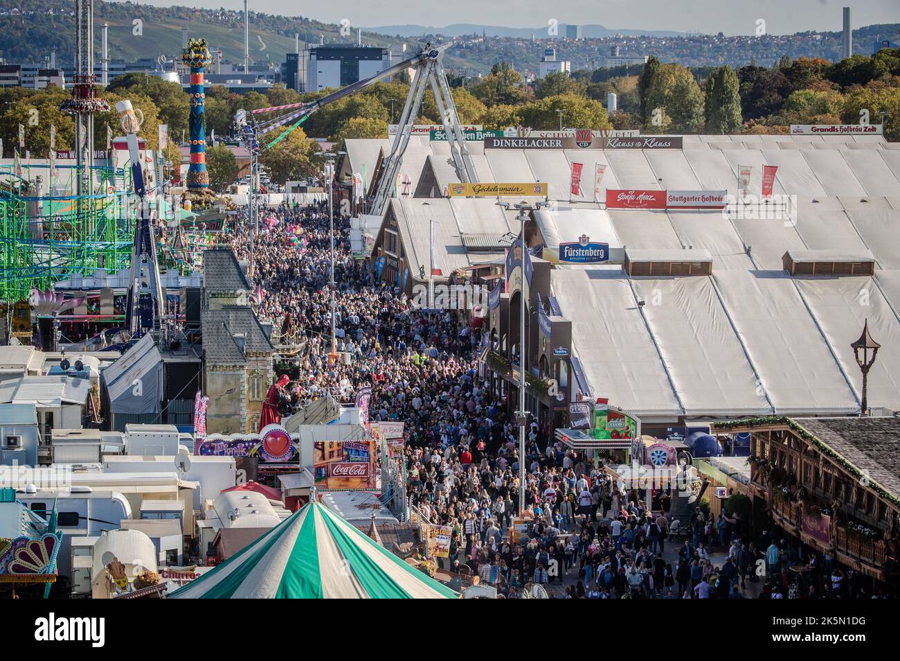 Stuttgart, Germany. 09th Oct, 2022. Numerous visitors walk across the ...