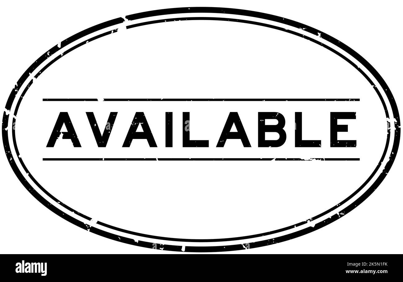 Grunge black available word oval rubber seal stamp on white background ...