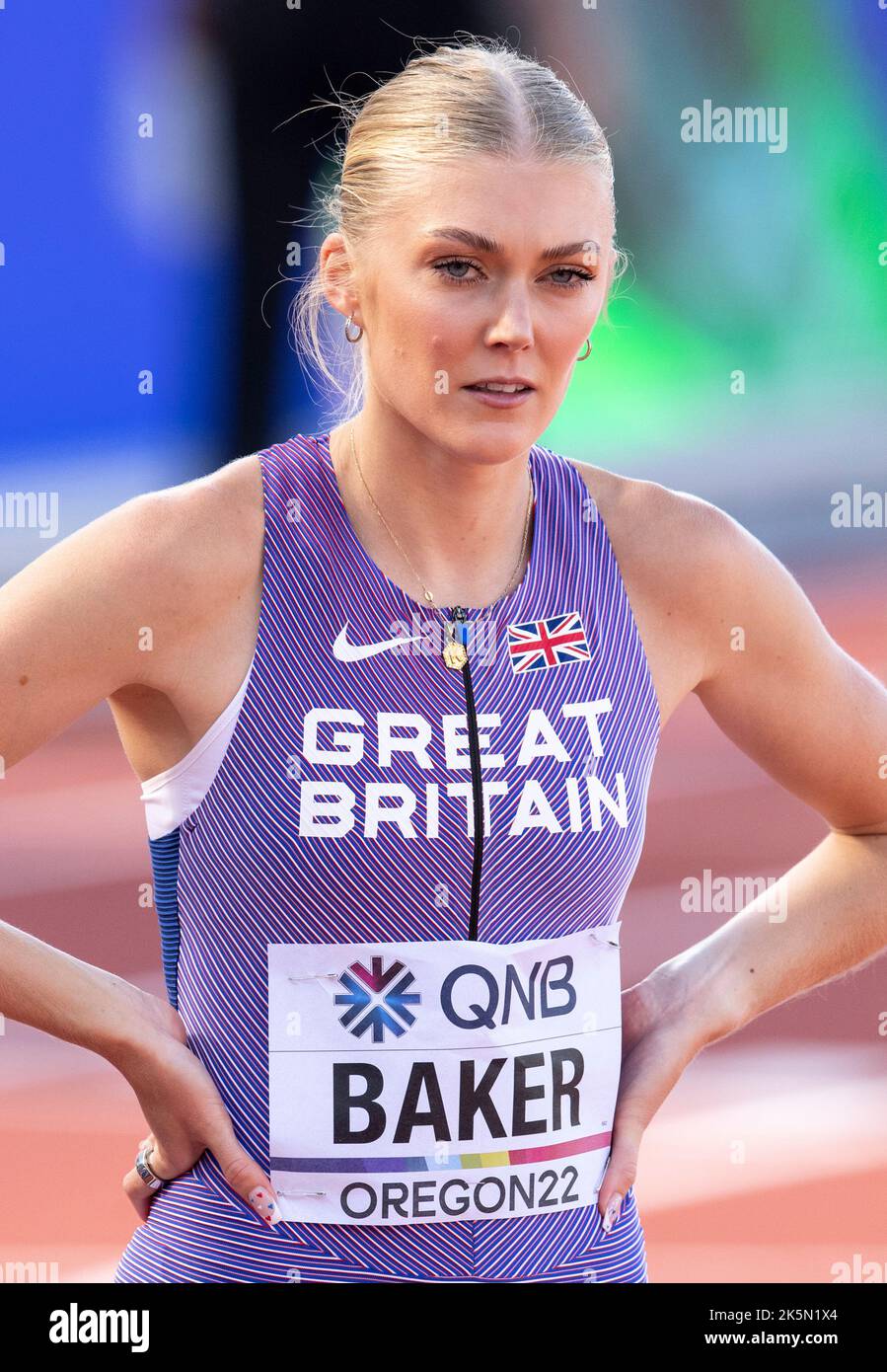 Ellie Baker of GB&NI competing in the women’s 800m heats at the World Athletics Championships ...