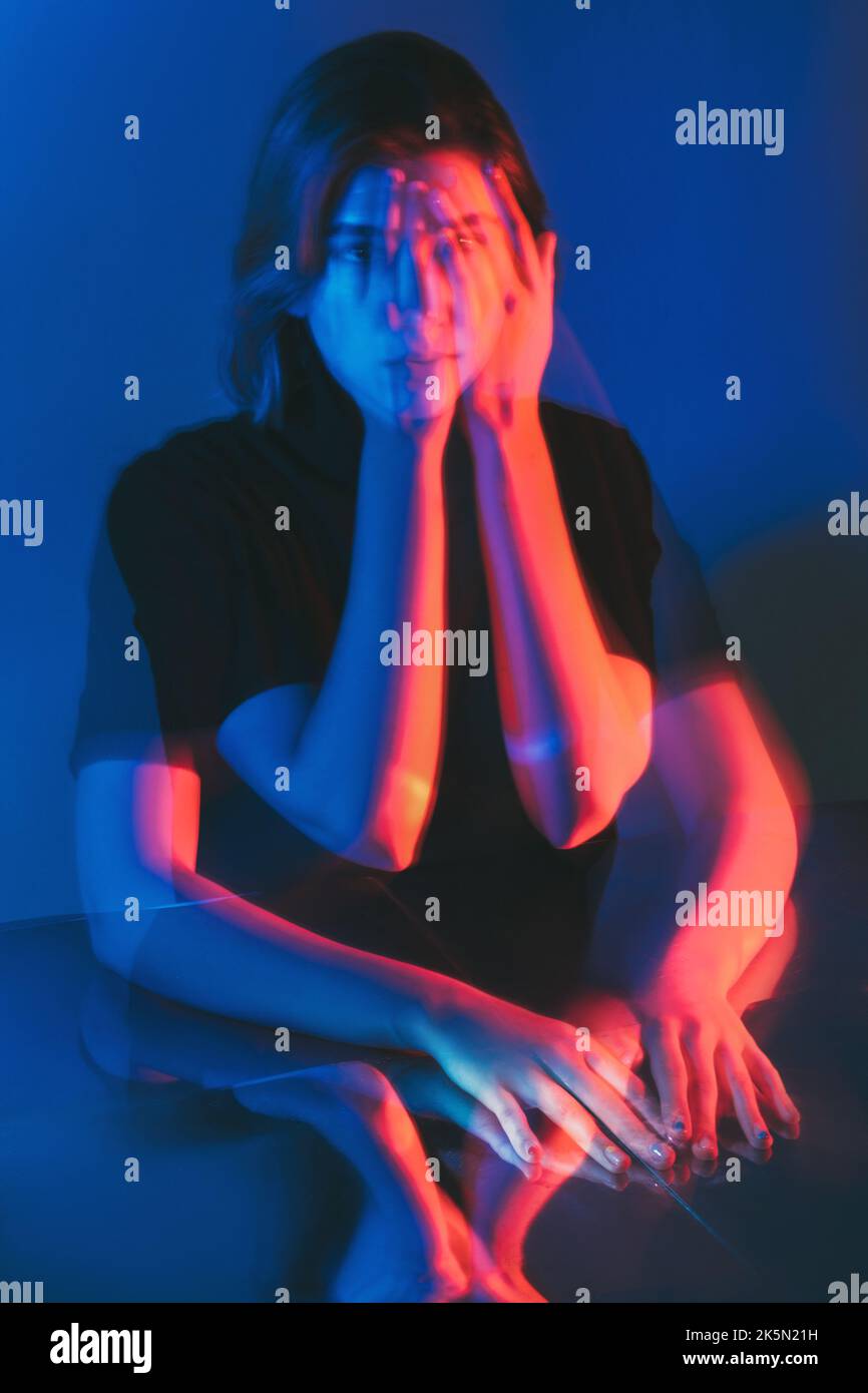 Mental crisis. Inner conflict. Personality introversion. Double ...