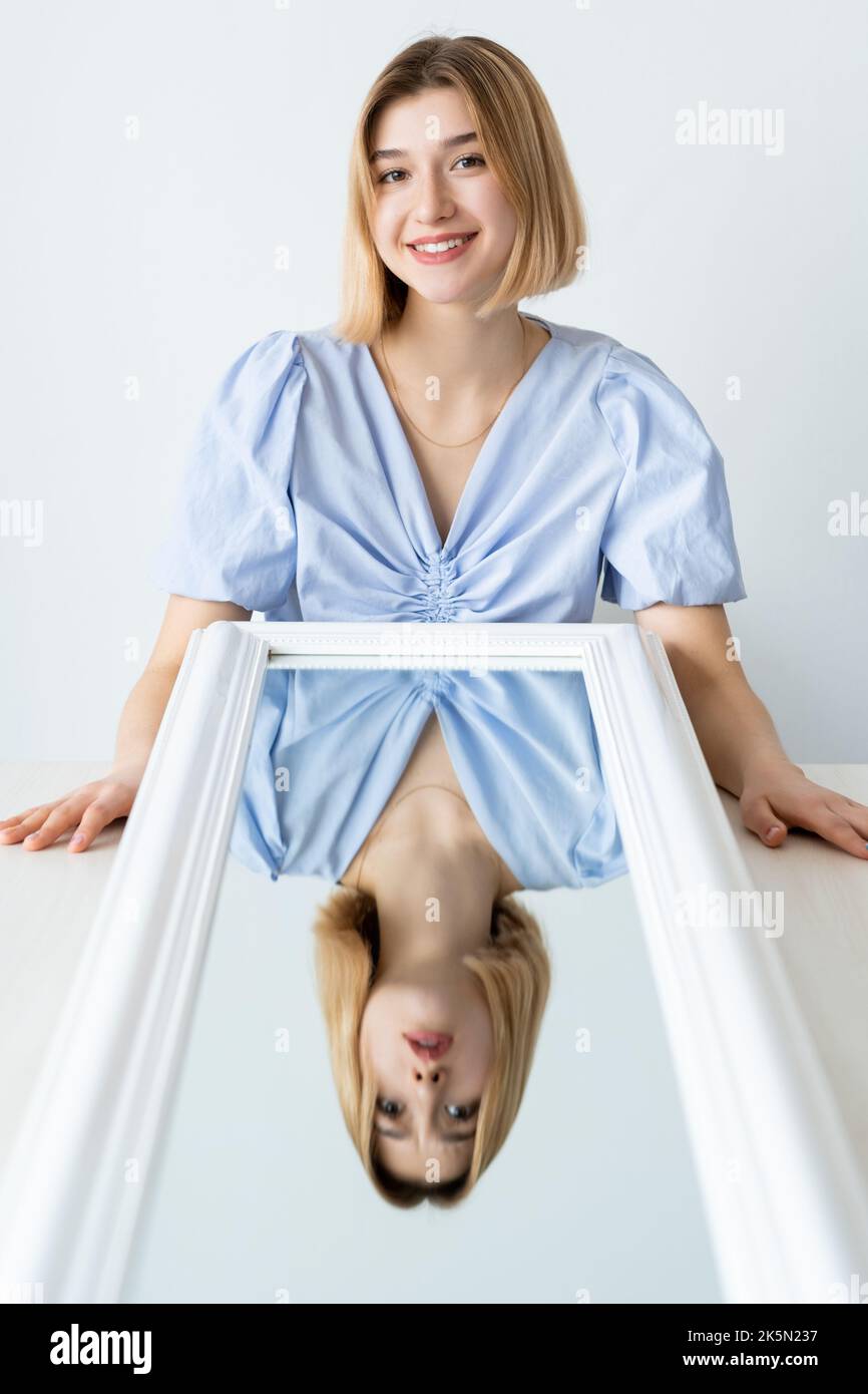 Anxiety attack. Emotional conflict. Mental crisis. Portrait of happy ...