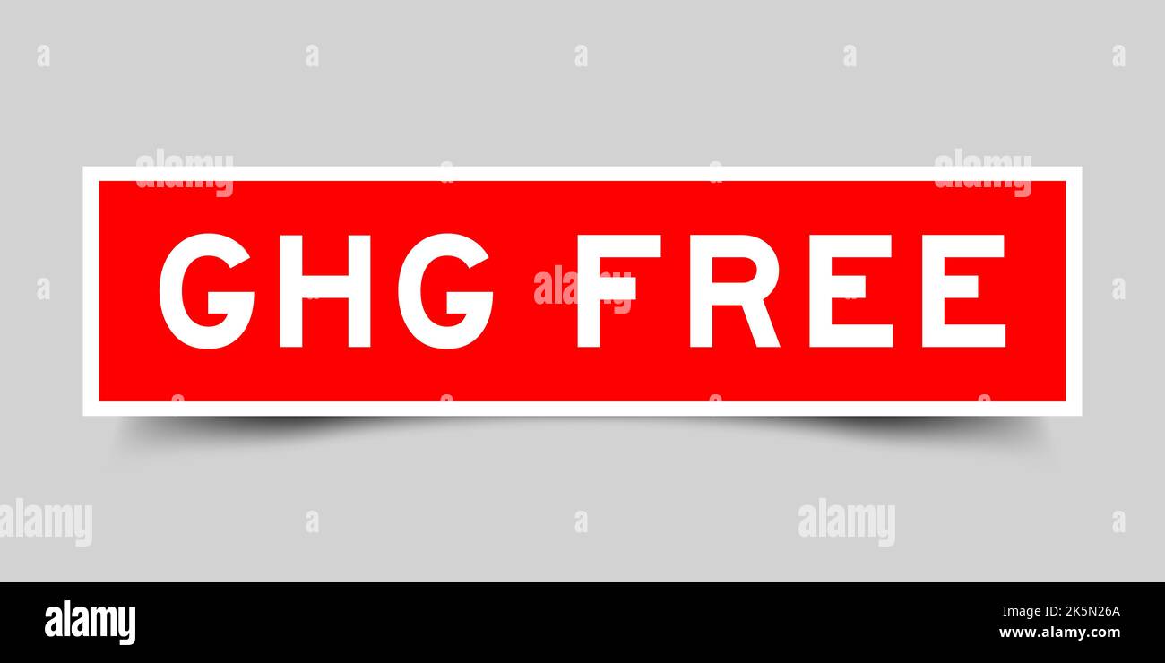 Sticker label with word GHG (Abbreviation of greenhouse gas) free in ...