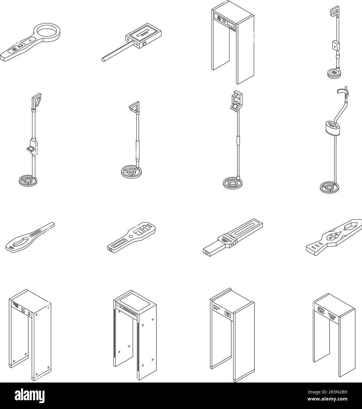 Metal detector icons set. Isometric set of metal detector vector icons ... Metal detector icons set. Isometric set of metal detector vector icons ...