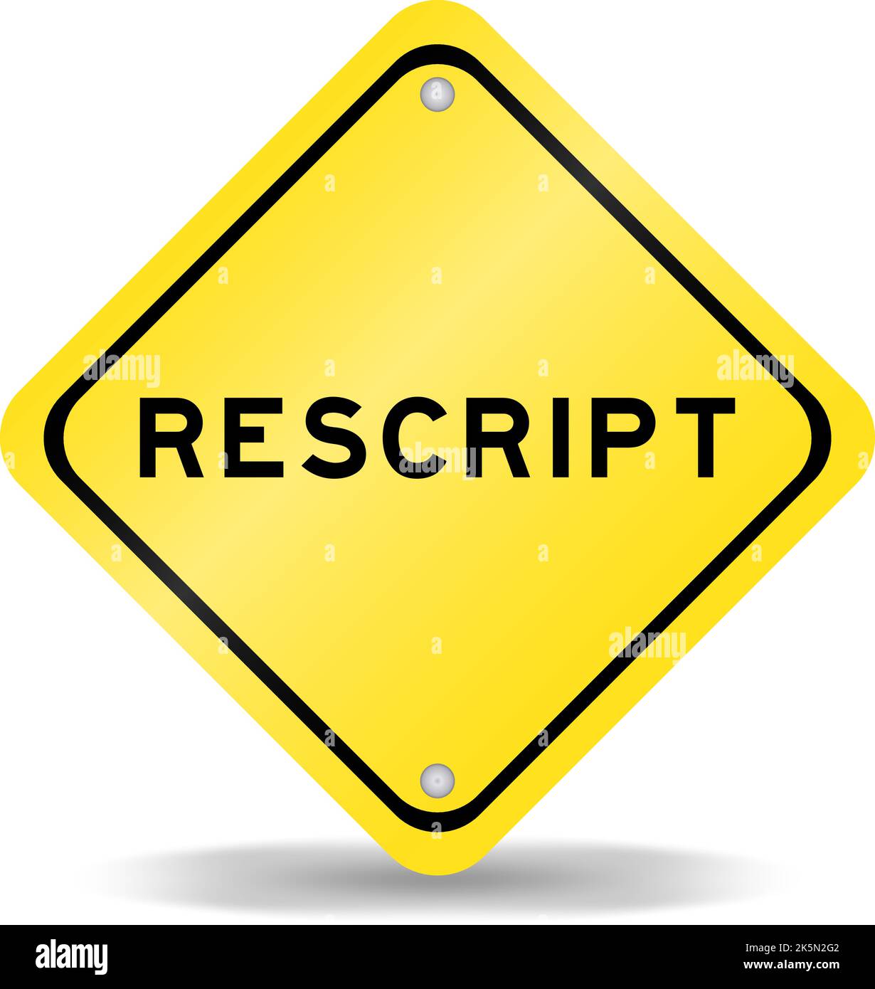 Yellow color transportation sign with word rescript on white background ...
