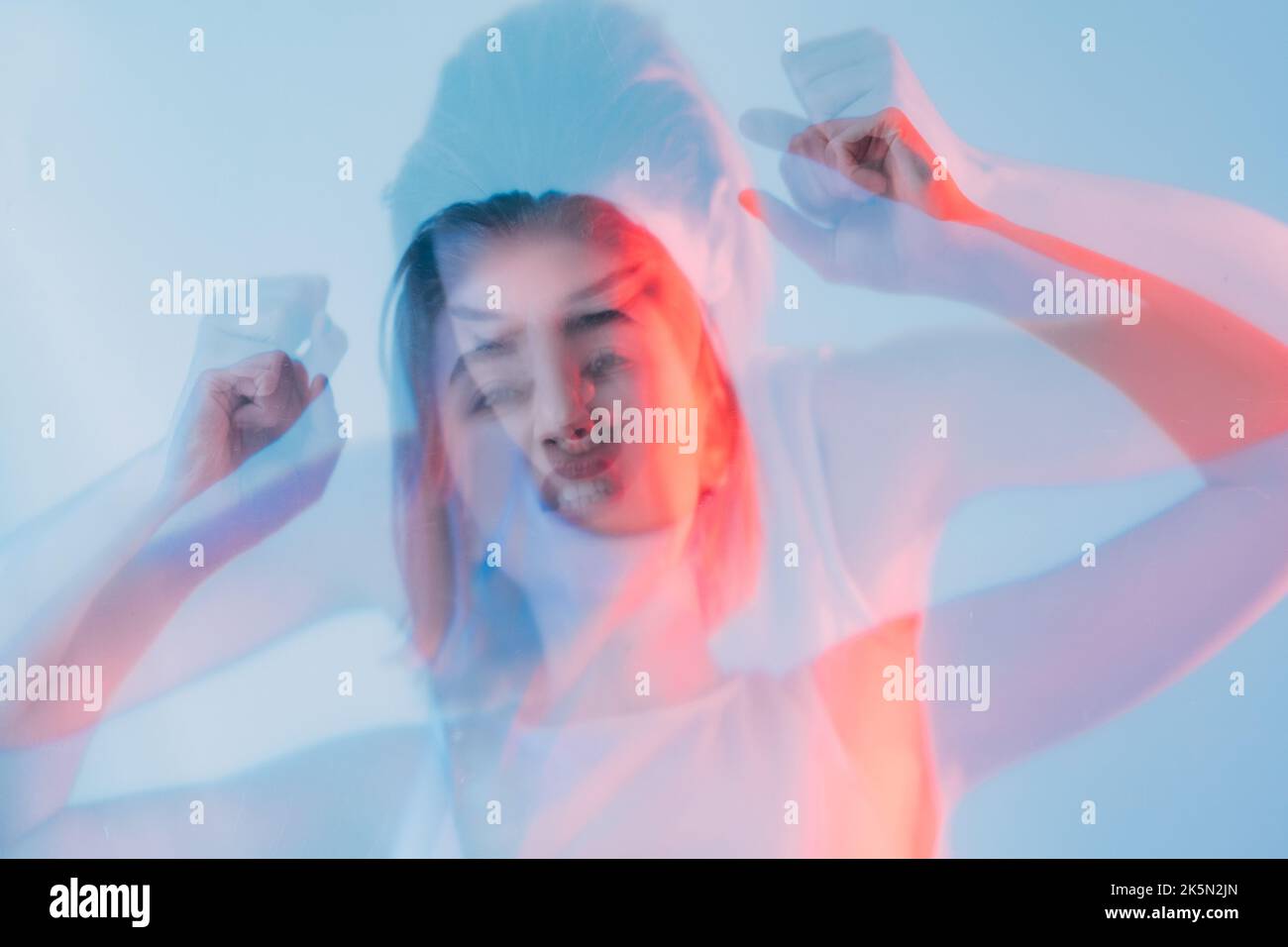 Emotional anger. Anxiety attack. Mental crisis. Double exposure ...