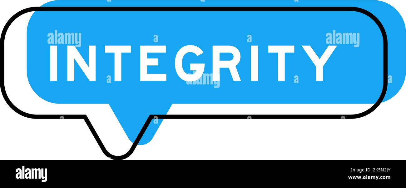 Speech banner and blue shade with word integrity on white background ...
