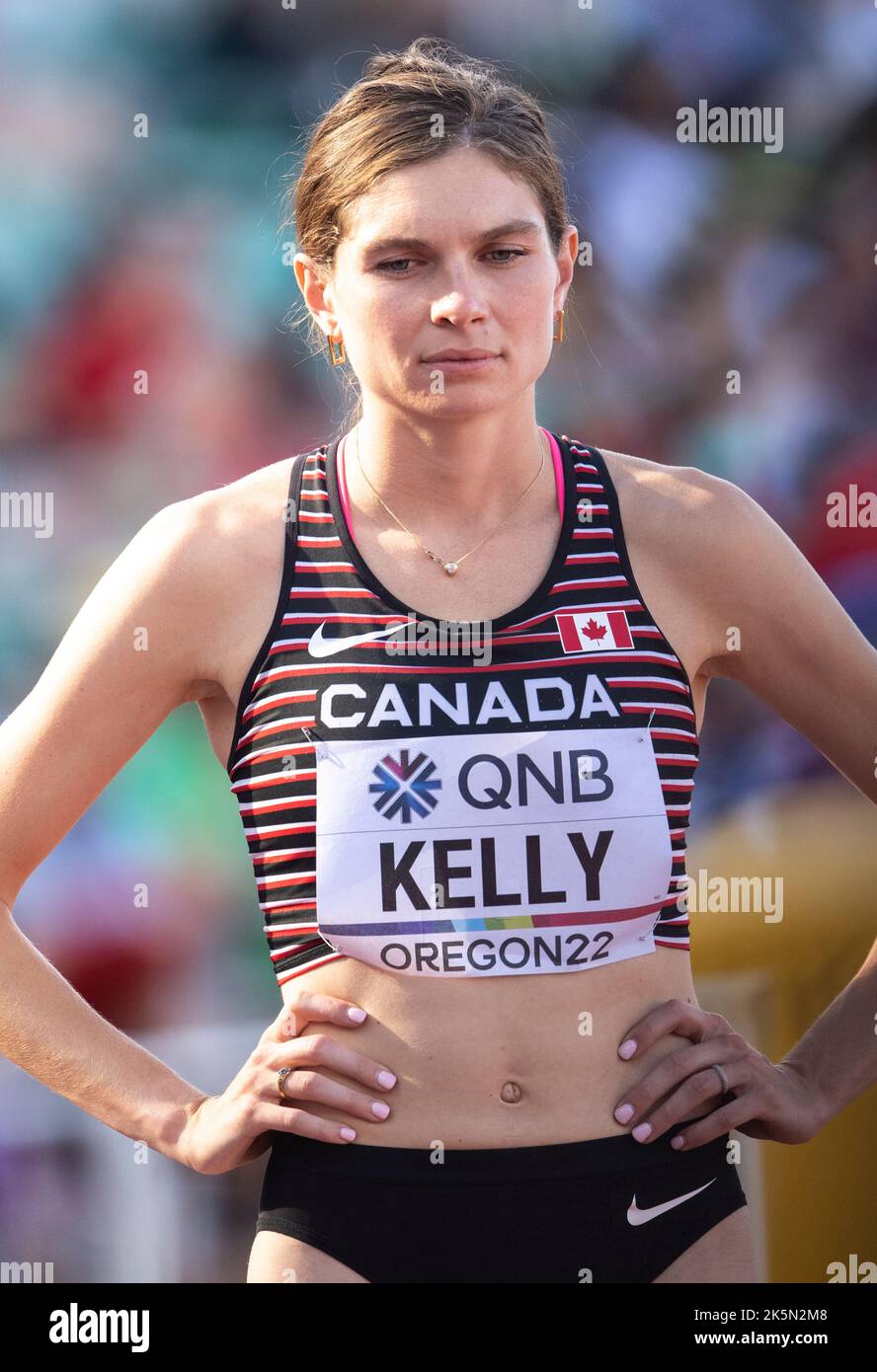 Madeleine Kelly of Canada competing in the women’s 800m heats at the World Athletics ...