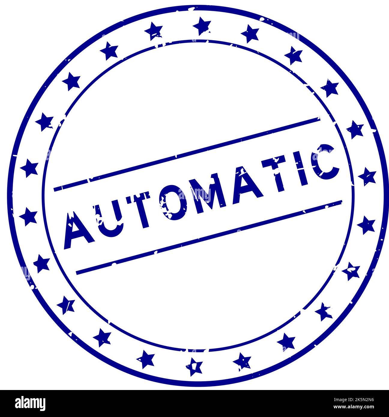 Grunge blue automatic word round rubber seal stamp on white background ...