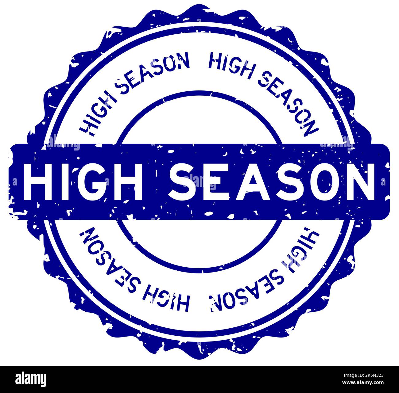 Grunge Blue High Season Word Round Rubber Seal Stamp On White