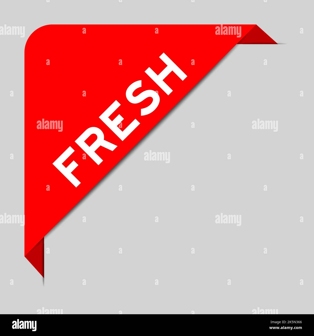 Red color of corner label banner with word fresh on gray background ...