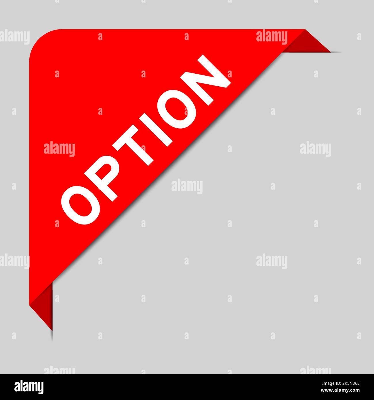 Red color of corner label banner with word option on gray background ...