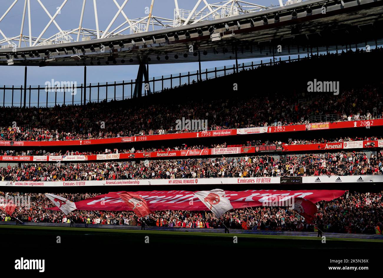 Arsenal fans in the stands before the Premier League match at the ...