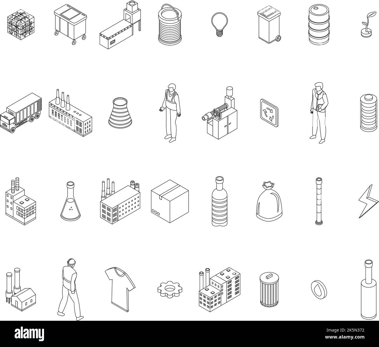 Recycle factory icons set. Isometric set of recycle factory vector ... Recycle factory icons set. Isometric set of recycle factory vector ...