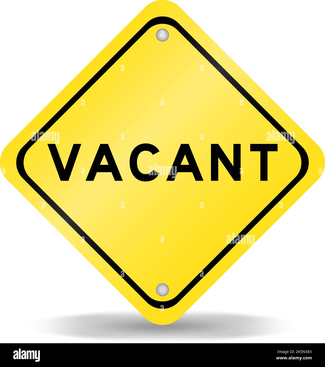 Yellow color transportation sign with word vacant on white background ...