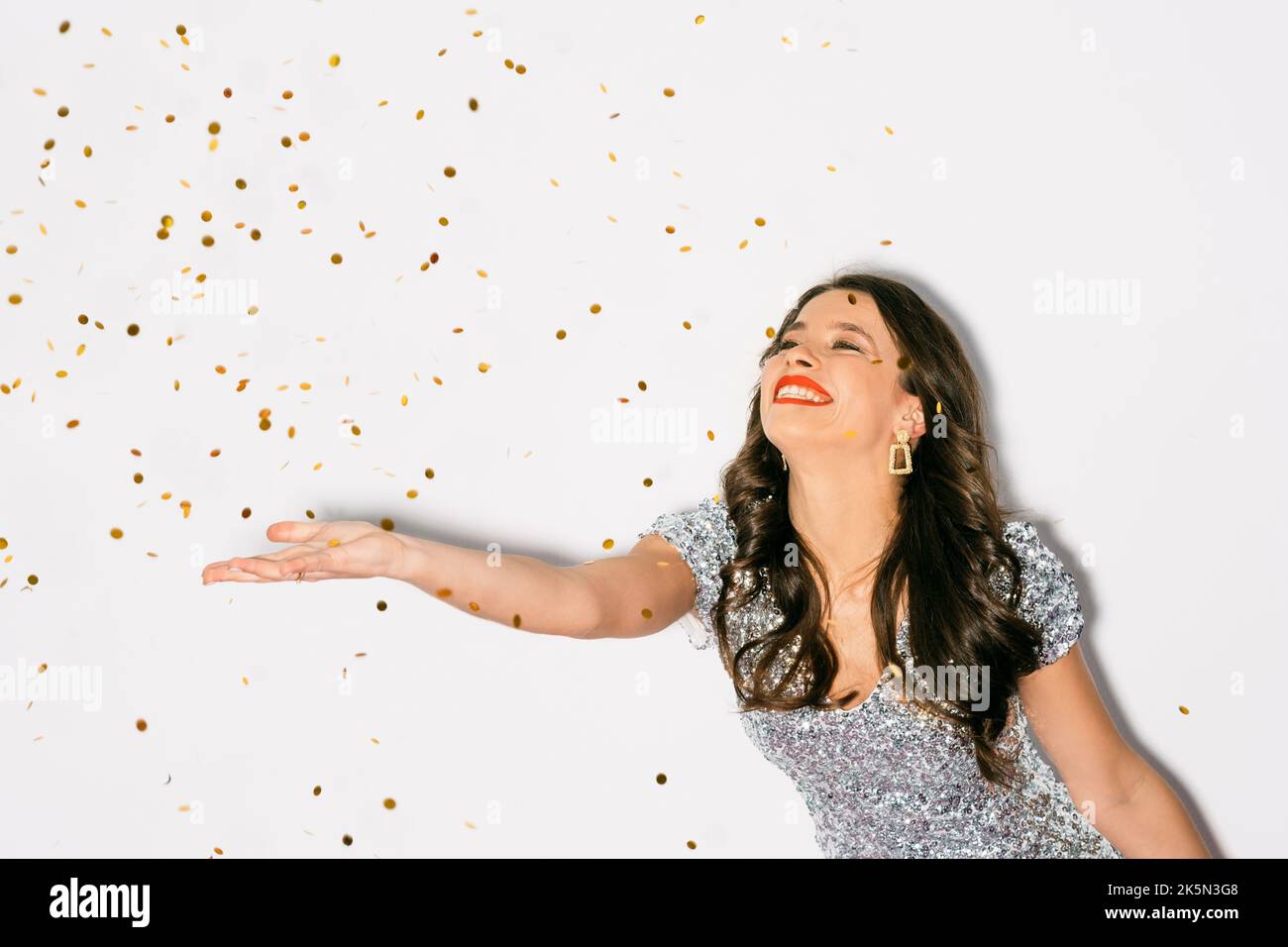 christmas celebration excited woman festive decor Stock Photo - Alamy